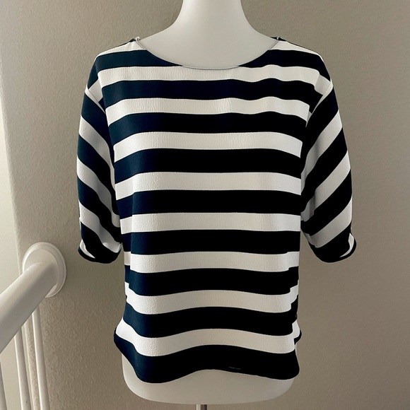 Zara | Tops | Zara Basic Collection Black And White Stripe Top | Poshmark